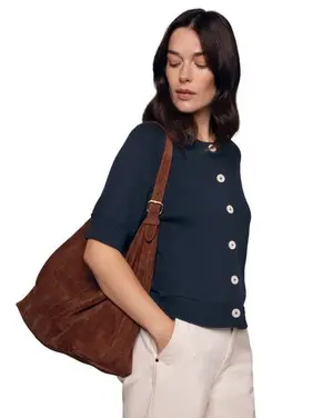 CELTIC & CO. Suede Slouchy Shoulder Bag - Cognac