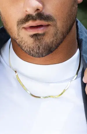 BROOK & YORK Sterling Silver 14k Plated Herringbone Chain Necklace