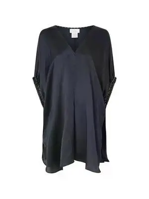 Camilla Gathered-cuff V-neck Top