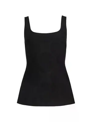 HIGH SPORT Polka Dot Square Neck Top - Black