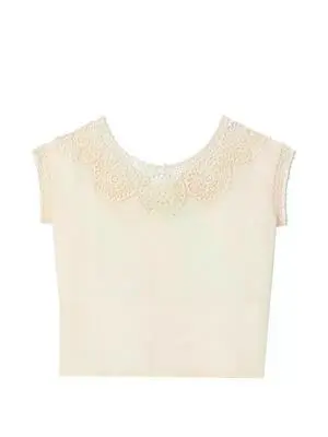 NILI LOTAN Caila Crochet-trim Top - Neutrals