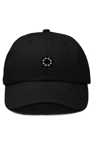 DALIX Dalix Ship Wheel Embroidered Cotton Twill Dad Hat Black