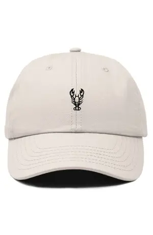 DALIX Embroidered Lobster Baseball Cap - Beige