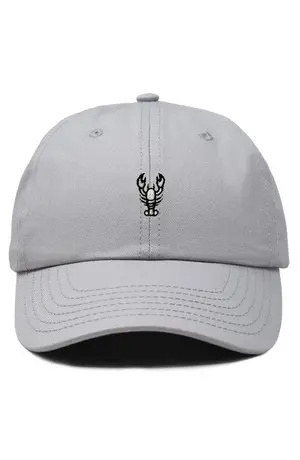 DALIX Embroidered Lobster Baseball Cap - Gray