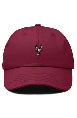 DALIX Embroidered Lobster Baseball Cap - Maroon