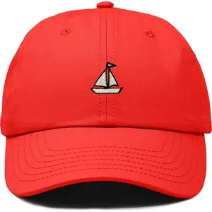 DALIX Dalix Embroidered Sailboat Dad Cap Red