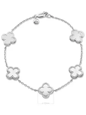 DEVATA Five Clover Bracelet In Rhodium-plated Sterling - Silver