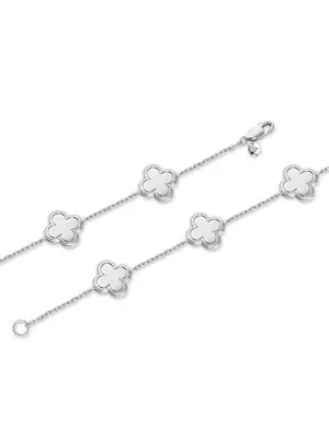 DEVATA Five Clover Bracelet In Rhodium-plated Sterling - Silver