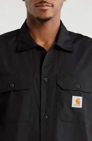 Carhartt Work In Progress Craft Short Sleeve Poplin Button-up Work Shirt - Black