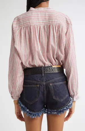 Isabel Marant Striped Band Collar Shirt