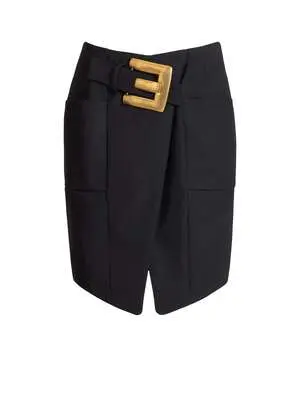 Balmain Belted Grain De Poudre Mini Skirt