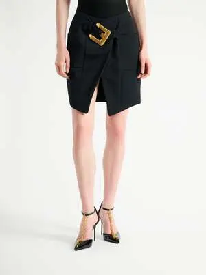 Balmain Belted Grain De Poudre Mini Skirt