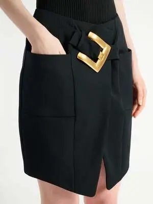 Balmain Belted Grain De Poudre Mini Skirt