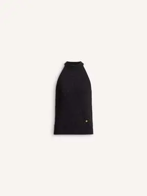 Balmain Sleeveless Knit High Neck Top With Quilted Effect - Black