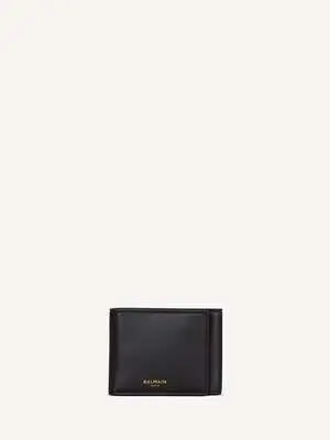 Balmain Smooth Leather Trifold Wallet - Black