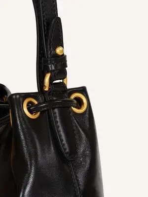 Balmain Mini Pulse Bucket Bag In Smooth Leather - Black