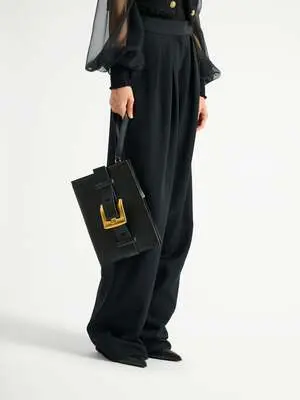 Balmain Anthem Clutch In Smooth Lambskin Leather - Black