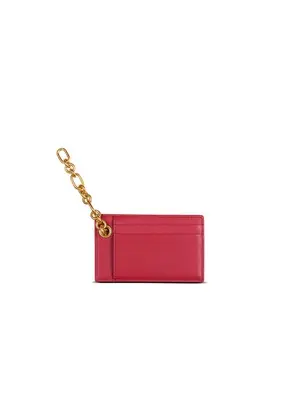 Balmain Pulse Card Holder In Smooth Leather - Red