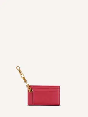 Balmain Pulse Card Holder In Smooth Leather - Red