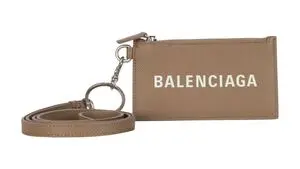 Balenciaga Strap Cash Coin And Card Case - Mink Grey White