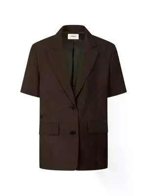 STUDIO TOMBOY Oversized Notched Lapel Short Sleeve Jacket - Brown