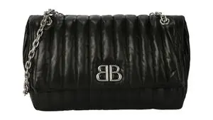 Balenciaga Monaco Medium Quilted Chain Bag - Black
