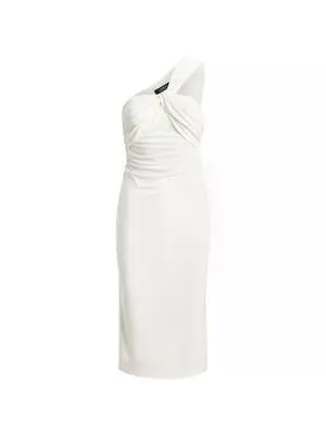 Ralph Lauren One-shoulder Midi Dress With Twist-front Accent