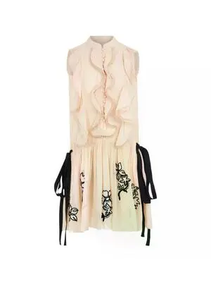 Chloé Ruffled Silk Dress - Neutrals