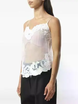 Givenchy Sheer Lace-trimmed V-neck Top