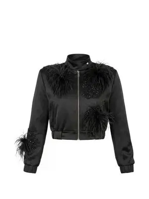 ALMAZ Feather-embellished Bomber Jacket