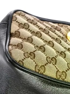 Gucci Gg Marmont Diagonal Quilted Gg Canvas Small Crossbody Bag - Brown