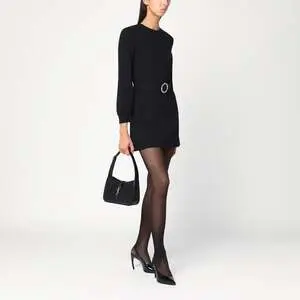 Saint Laurent Mini Dress With Crystal Embellished Belt - Black
