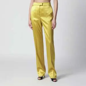 Valentino Garavani High-waisted Silk Blend Trousers - Yellow