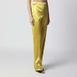 Valentino Garavani High-waisted Silk Blend Trousers - Yellow