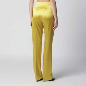 Valentino Garavani High-waisted Silk Blend Trousers - Yellow