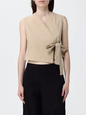 Liviana Conti Sleeveless Wrap Waistcoat - Cream