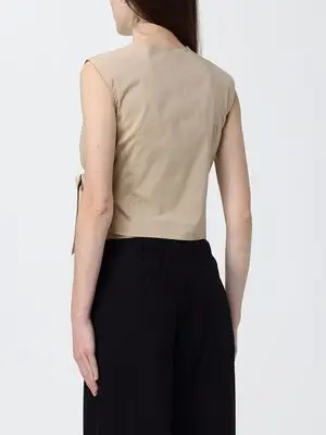 Liviana Conti Sleeveless Wrap Waistcoat - Cream