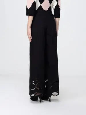 Liviana Conti Tailored Wide Leg Pants With Embroidered Detail