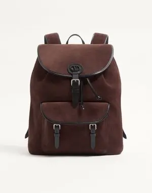 Valentino Garavani Antibes Suede Backpack - Ebony