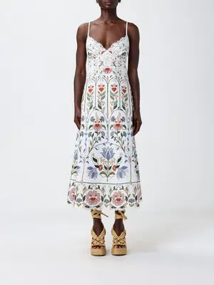 Farm Rio Printed Lace Trimmed Midi Dress