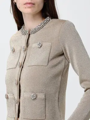 SELF-PORTRAIT Lurex Cardigan With Crystal Embellishments