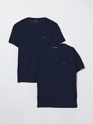 Emporio Armani Set Of 2 T-shirts In Cotton Jersey - Blue