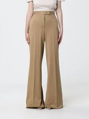Max Mara Pinstriped Cotton Flared Trousers - Beige