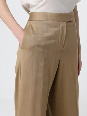 Max Mara Pinstriped Cotton Flared Trousers - Beige