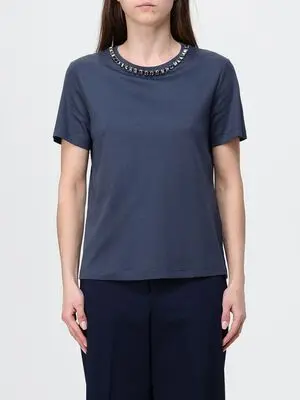 Max Mara Embellished Cotton Blend T-shirt - Blue
