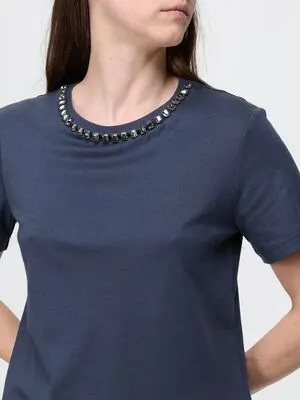 Max Mara Embellished Cotton Blend T-shirt - Blue