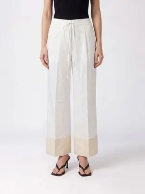 TOTEME High-waisted Viscose Palazzo Trousers With Drawstring - White