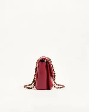 Valentino Garavani Djuna Medium Chain Bag In Suede And Nappa - Red