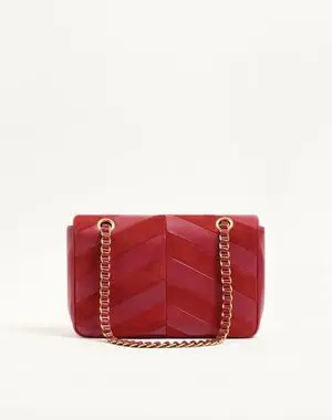 Valentino Garavani Djuna Medium Chain Bag In Suede And Nappa - Red