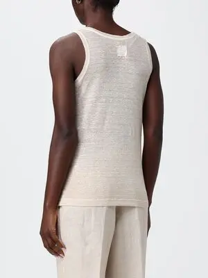 120% Lino Sleeveless U-neck Top - Ecru